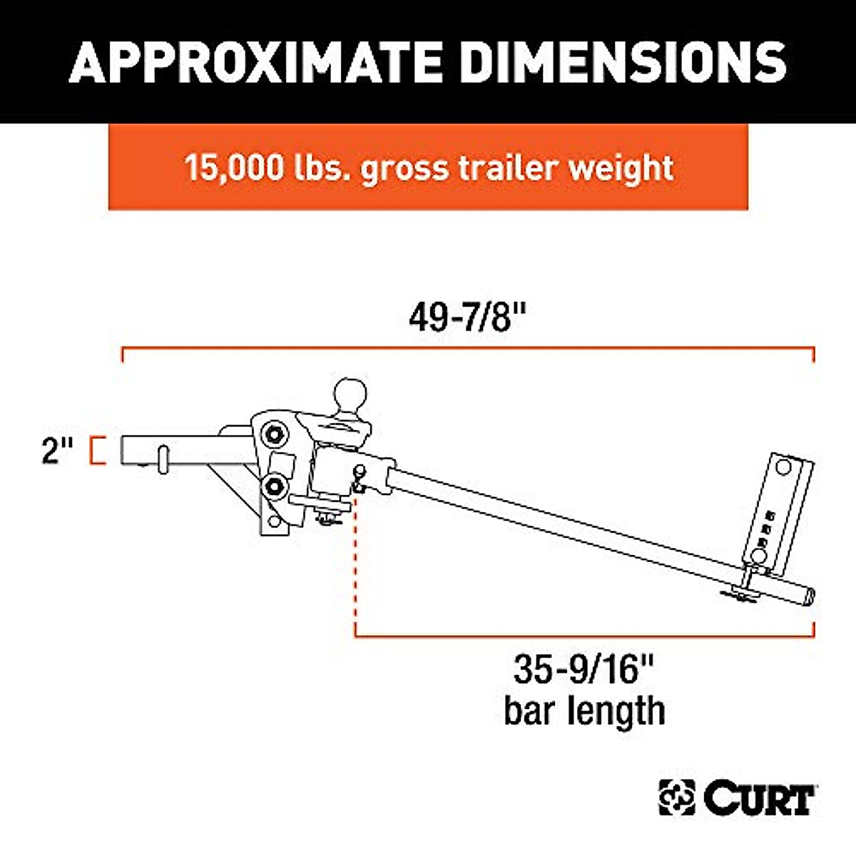 CURT 17501 TruTrack 4P Weight Distribution Hitch with 4X Sway Control, Up to 15K, 2-in Shank, 2-5/16-Inch Ball , Black