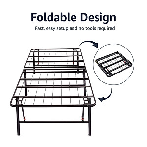 Amazon Basics Foldable Metal Platform Bed Frame with Tool Free Setup, Sturdy Steel Frame, No Box Spring Needed, Full, Black, 75 x 54 x 18 inches (LxWxH)