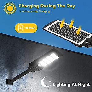 KCCCT LED Solar Street Lights 200W 6500K Waterproof with Motion Sensor Radar Dusk to Dawn Solar Flood Lights Outdoor Solar Security Wall Light for Street,Garden,Patio,Garage,Yard