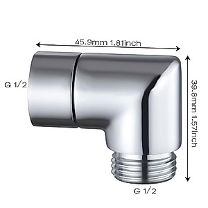 90 Degree Shower Head Elbow Adapter, ZESE Chrome Handhold Shower Arm Extension Elbow Connector for Wall-mounted Shower or Handheld Showerhead