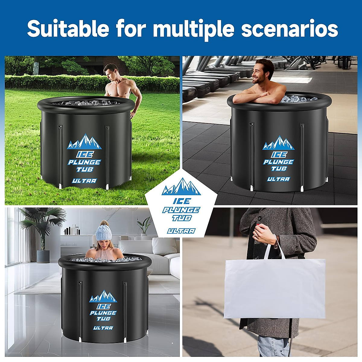 Cold Plunge Tub - XXL Size 126 Gallons Ice Bath Tub, Multiple Layered Portable Ice Bath Plunge with Cover, Suitable for Indoor Gardens Gyms Arena Cold Water Therapy Training Athletes Recovery
