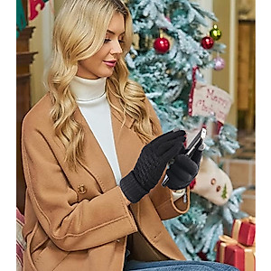 Winter Gloves for Women - 4 Pairs Touchscreen Gloves for Women Cold Weather, Fashion Knit Mittens Warm Winter Gloves