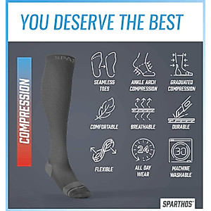 Sparthos Compression Socks (20-30mmHg) Bundle of 3 [Size Large/XL] - Steel Gray + Mountain Brown + Midnight Black