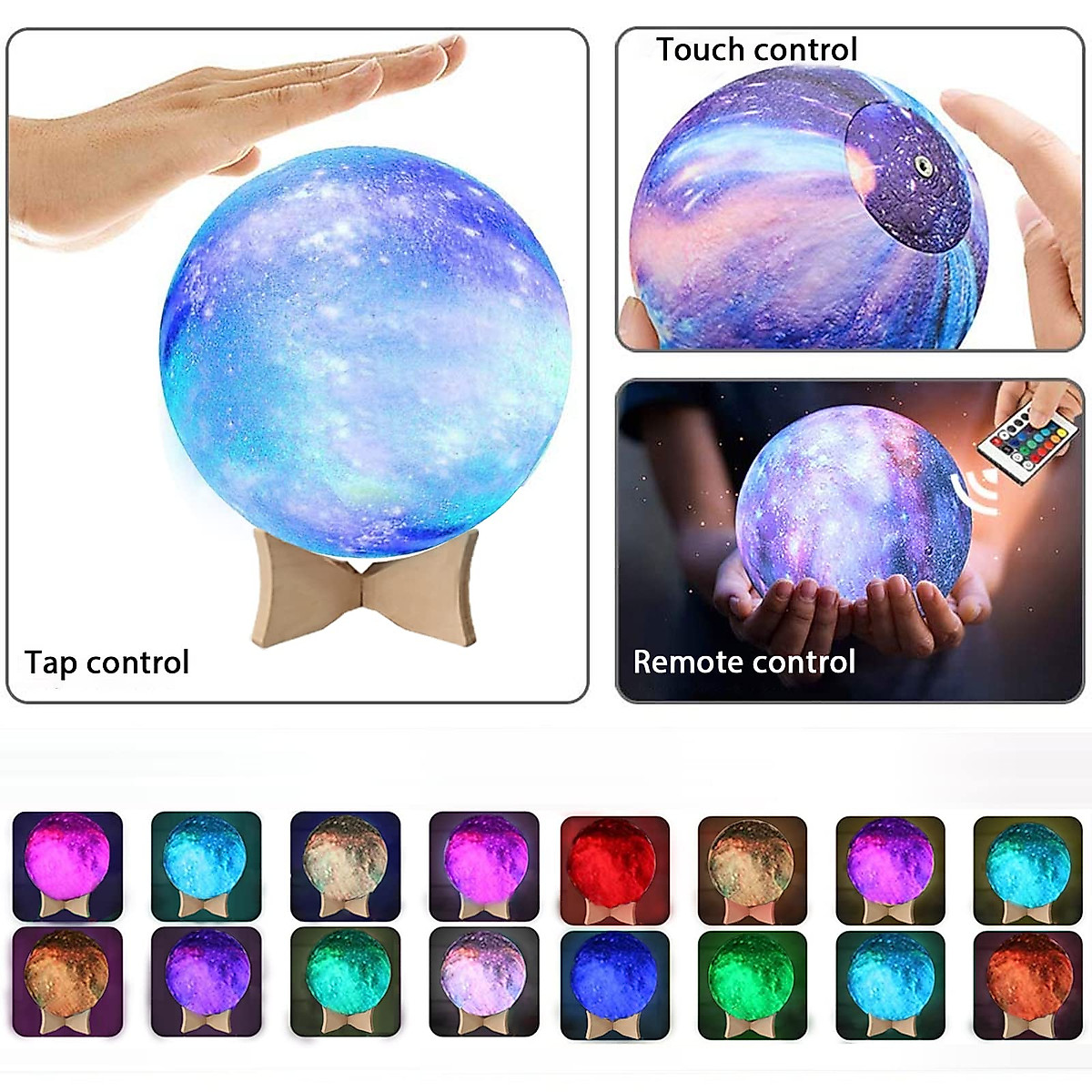 YouOKLight Moon lamp, 16 Colors LED Star Light Kids Night Light Galaxy Lamp with Stand, Remote, Touch Control and USB Rechargeable, 3D Night Lamp for Baby Kids Lover Birthday Party Gifts (5.9 Inch)…