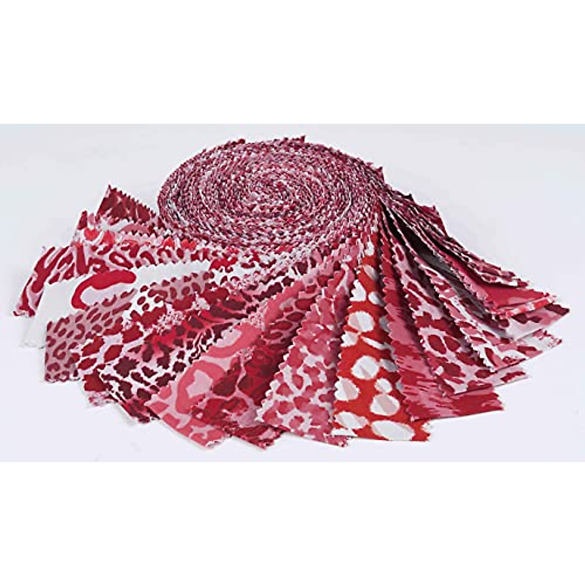 Soimoi 40Pcs Floral Artistic Print Precut Fabrics Strips Roll Up 1.5x42inches Cotton Jelly Rolls for Quilting - Red