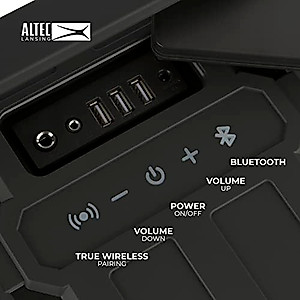 Altec Lansing Sonic Boom - Waterproof Bluetooth Speaker with Phone Charger, IP67 Outdoor Speaker, 3 USB Charging Ports, 50 Foot Range & 20 Hours Battery Life