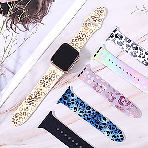 Vozehui Band Compatible with Leopard Apple Watch Band 38mm 40mm 49mm 41mm 42mm 44mm 45mm,Leopard Print Sports Band for iWatch Series Ultra 8 7 6 5 4 3 2 1 SE Women Men