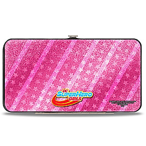 Buckle-Down Hinge Wallet - DC SUPERHERO GIRLS 10-Character Group Pose/Stars & Stripes Pinks