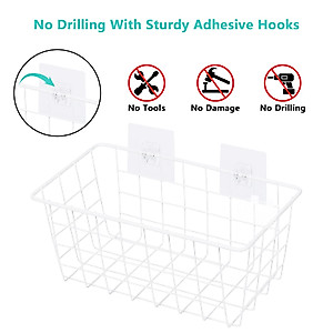 5 Pack Wire Storage Baskets, Hanging Wall Basket Premium Metal Storage Bin Organizer Basket for Home Office Kitchen Pantry Bathroom Countertop