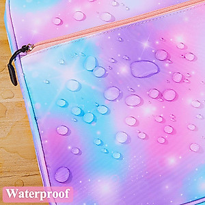 FIODAY Zipper Binder, 2 inch 3 Ring Binder with Zipper Cute Binder with Handle and Shoulder Strap Multiple Pocket 500 Sheet Capacity Binder Organizer for School, Blue Purple