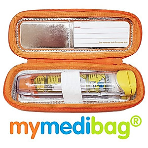 mymedibag Single Epipen Holder | Hardcase Insulated Epipen Case | Highly Visible and Noticeable EpiPen Carrier Bag in Case of an Emergency | Bright Orange Epipen Carry Case Insulated Pouch