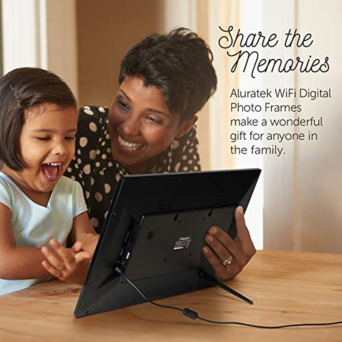 Aluratek 17.5" WiFi Digital Picture Frame, Touchscreen IPS LCD Digital Picture Frame, 16GB, Wireless Photo Sharing, Stylish Black Frame, Easy Setup