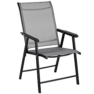 BTEXPERT Heavy Duty Patio Folding Chair Outdoor Indoor Portable Dining Sling Back Metal Frame with Armrests Lawn Pool Courtyard Porch Balcony Garden (1)