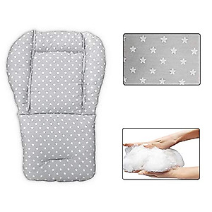 High Chair Pad, Grey Background Little Stars Pattern High Chair Cushion/seat Cushion/breathable Pad with Baby High Chair Seat Belt, Soft and Comfortable, Make The Baby More Comfortable (2 Pieces)