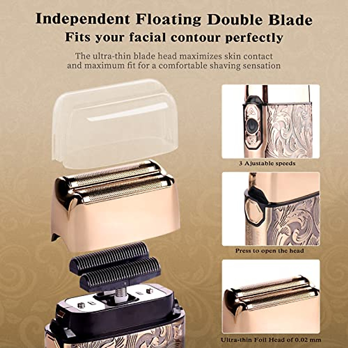 Ufree Gifts for him T Liner Trimmer & Electric Razor for Men Zero Gapped Beard Trimmer, Barber Liners Clipper Bald Shavers with 4 Guards & 2 Foil Heads