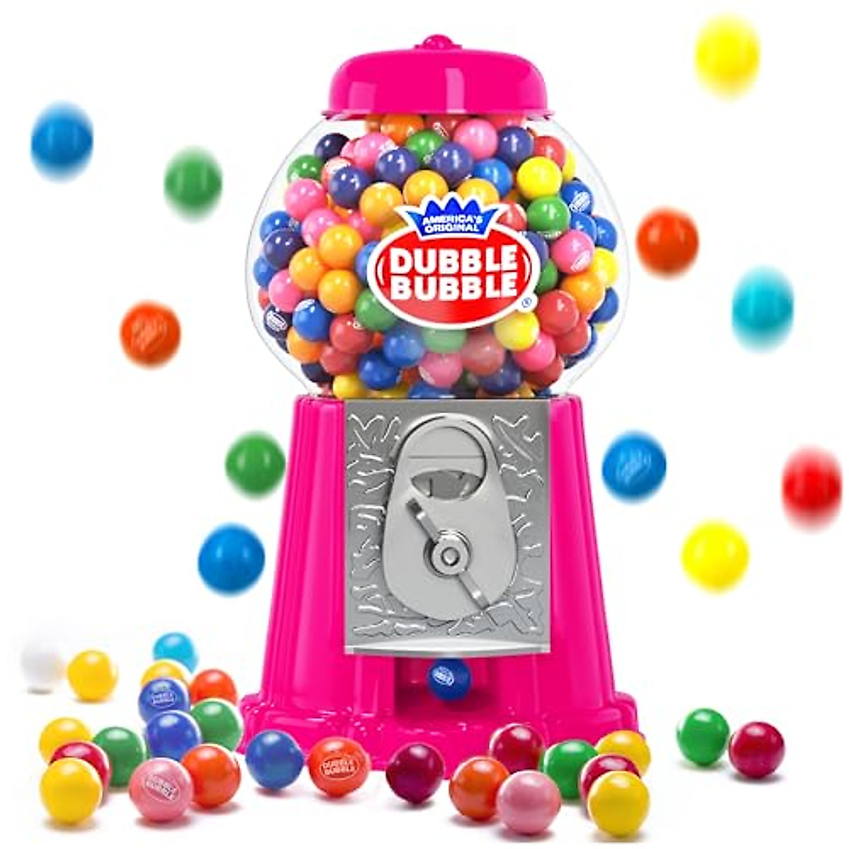 8.5" Coin-Operated Gumball Machine Bank with 85 Gumballs - Pink Candy Dispenser Toy for Kids