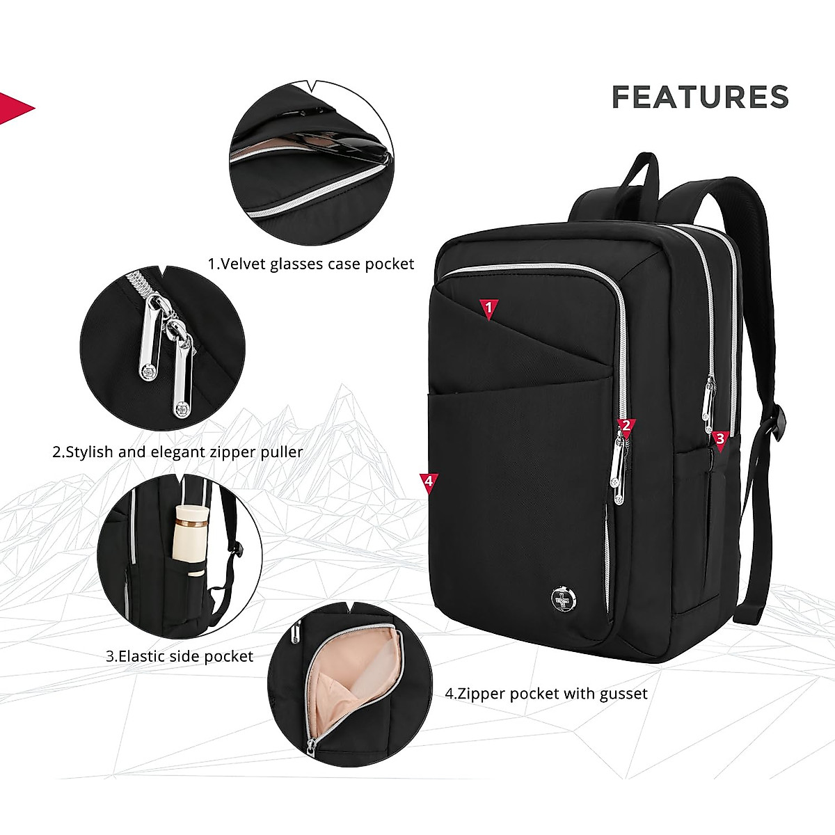 Swissdigital Design Laptop Backpack For Women,College Backpack With Usb Charging Port,Computer Backpacks For Work Business Platinum (KATY ROSE SD1006F-01B)