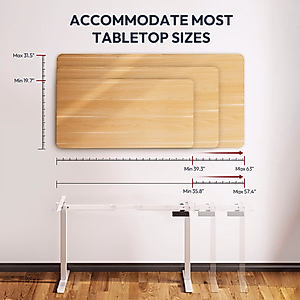 SANODESK Single Motor 2 Stage Electric Height Adjustable Standing Desk Frame Heavy Duty 176lbs Load Capacity for Home Office (White Frame Only)