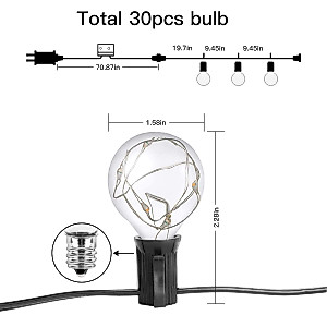 koopower G40 Outdoor String Lights 33.5Ft Globe Patio Lighting, 30 LED Bulbs 8 Mode Dimmable Waterproof Hanging Light with Remote Control for Patio Garden Backyard Balcony Party Home Christmas Decor