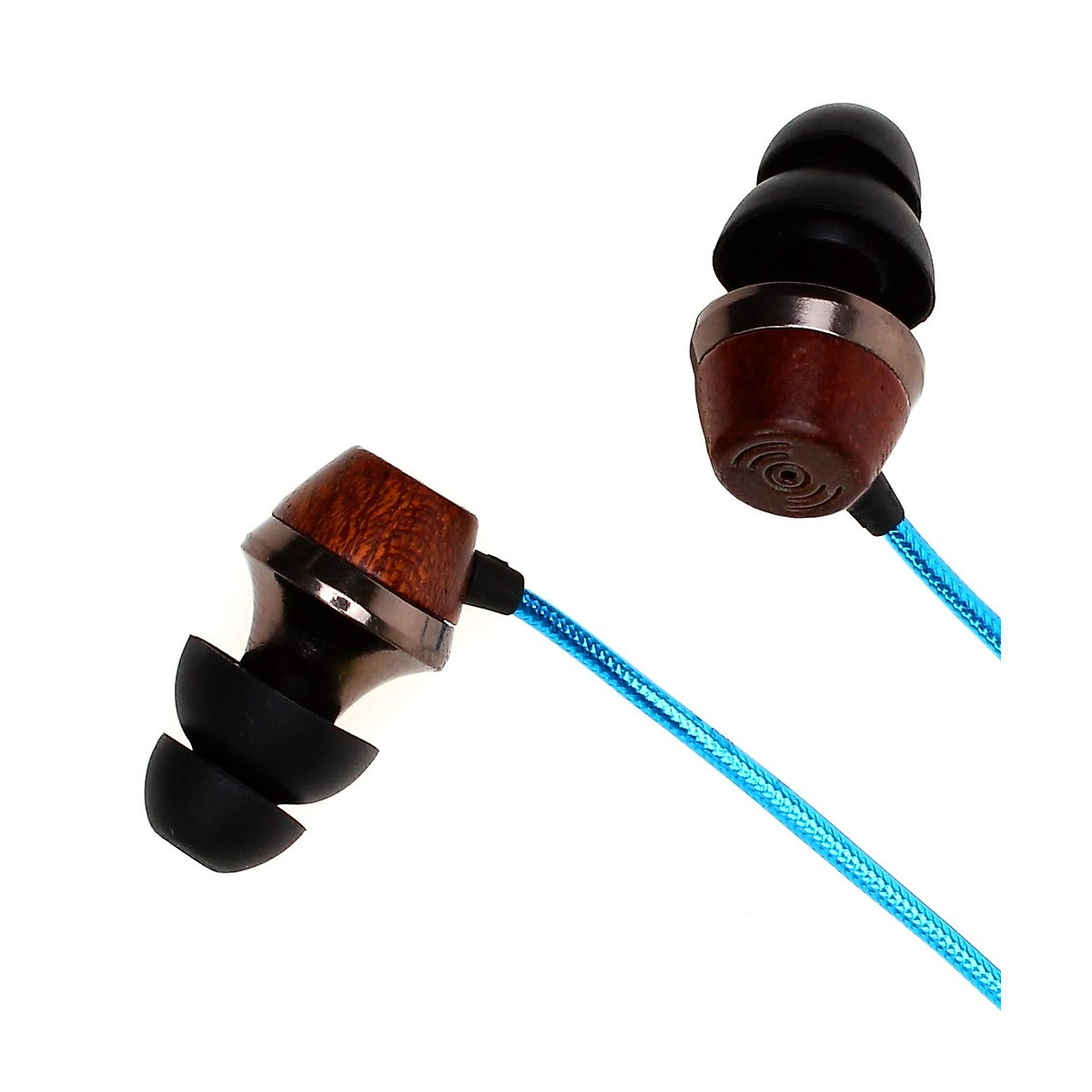 Symphonized ALN 2.0 Premium Genuine Wood In-ear Noise-isolating Headphones|Earbuds|Earphones with Innovative Shield Technology Cable and Mic (Metallic Blue)