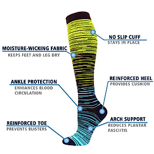 Double Couple 7 Pairs Copper Compression Socks for Men Women 20-30 mmHg Knee High Stockings