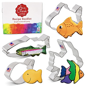 Fish Cookie Cutters 4-Pc. Set Made in the USA by Ann Clark, Cute Fish, Goldfish, Angel Fish, Trout