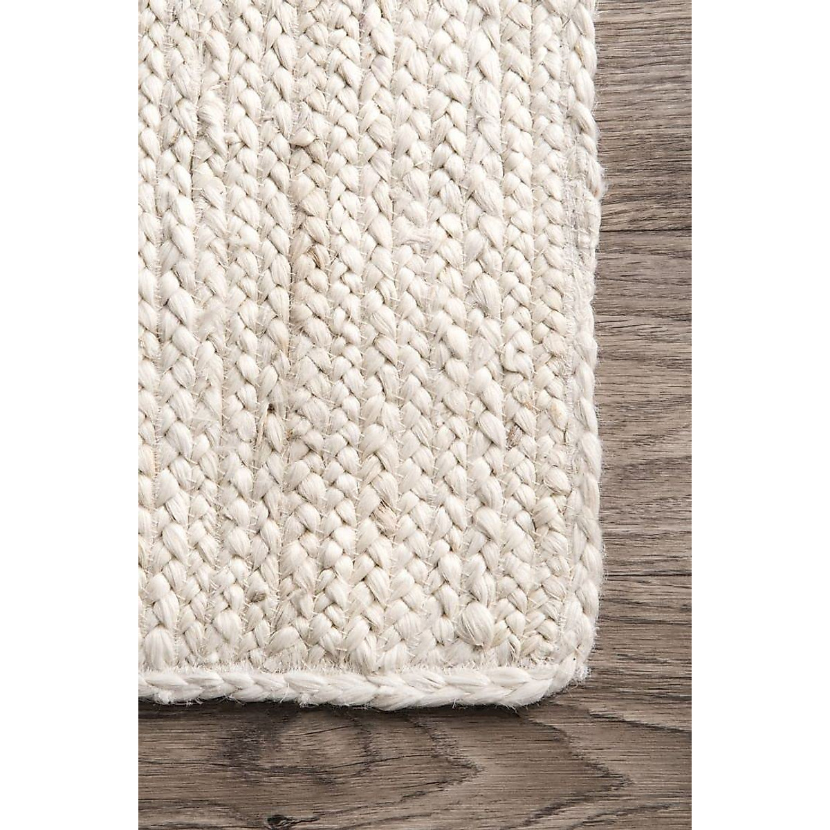 The Knitted Co. 100% Jute Area Rug 5x8 Feet Approx- Braided Design Hand Woven Dyed Off-White Natural Fibers Carpet - Home Decor for Living Room Hallways (5' x 8', Off-White)