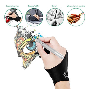 Parblo PR-01 Two-Finger Artist Glove for Graphics Drawing Tablet,Digital Drawing Glove for Right Hand and Left Hand,One Size