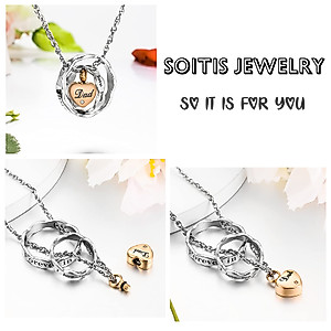 SOITIS Urn Necklace for Ashes Stainless Steel Cremation Necklace with Heart Waterproof Ashes Necklace Memorial Keepsake for Dad