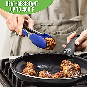 GreenLife Cooking Tools and Utensils, 7 Piece Nylon Set including Spatulas Turner Spoons and Tongs, Dishwasher Safe, Blue