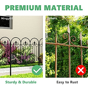 Mingyall Decorative Garden Fence, 10FT x 31.5IN Outdoor Metal Wire Border Panels, Iron Flower Bed Fencing Animal Barrier for Yard, Garden, Landscape Fences for Dogs, Black, 5 PCS