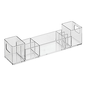iDesign Clarity 12" Bathroom Vanity Countertop Multi Level Organizer for Cosmetics, Makeup, Vitamins, Medicine - Clear