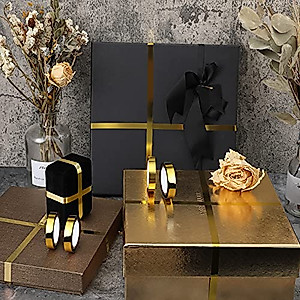 Outus Graphic Art Tape Metallic Washi Mirror Tape DIY Graphic Tape Metallic Mirror Wrapping for Crafts Decoration, 3/8 Inch x 88 Yards (4 Rolls,Gold)