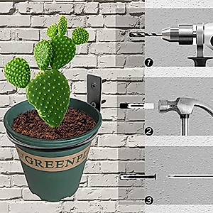 Jiozermi 2 Pack 6 inch Flower Pot Holder Ring, Flower Pot Holder Ring Wall Mounted Set Wall Mounted Metal Planter Hanger Matte Black Hanging Plant Holder