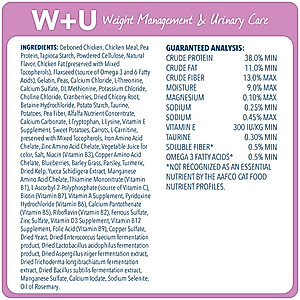 Blue Buffalo Natural Veterinary Diet W+U Weight Management + Urinary Care Dry Cat Food, Chicken 6.5-lb bag