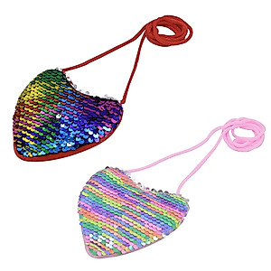 ZGMYC (Pack of 2, Little Girls Glitter Reversible Sequins Crossbody Purse Mini Shoulder Bag Satchel