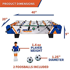 Rally and Roar Tabletop Foosball Mini Soccer Game, 2 Balls, 6 Player Rows, and Built In Scoreboard