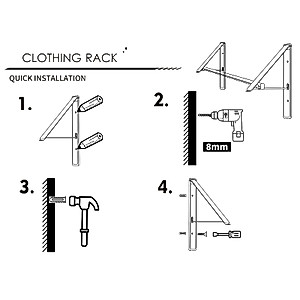 SKIKEN Wall Clothes Drying Rack Extendable Rod, Collapsible Wall Clothing Racks for Hanging, Retractable Hanger Wall Mount, Handy Simple Closet Organizer, Bathroom Balcony Rv Indoor, 31.5" (Gray)