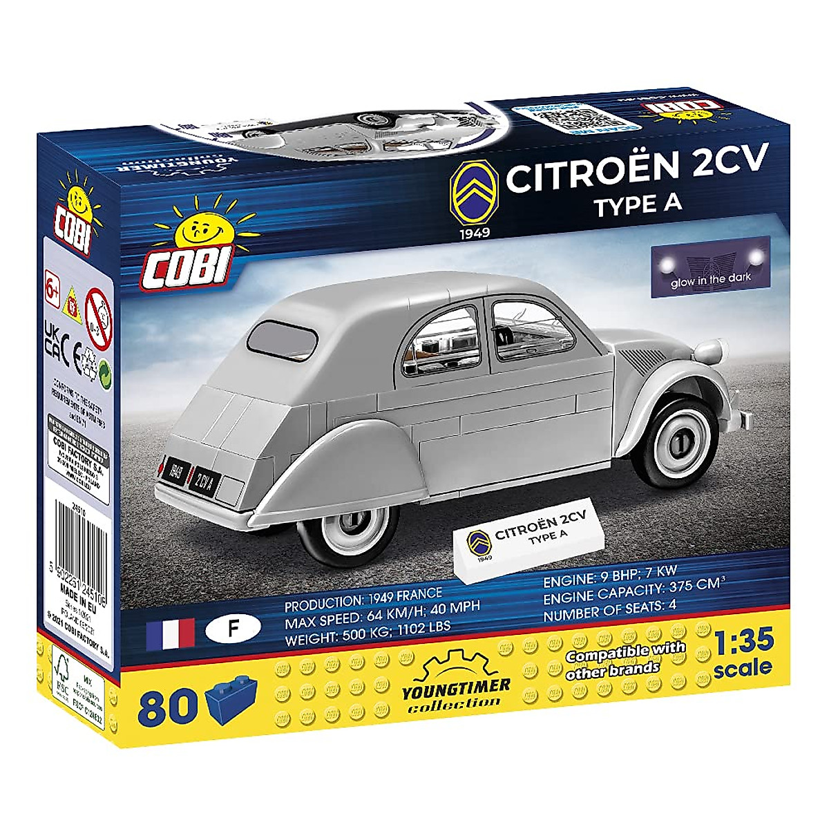 COBI Youngtimer Collection Citroen 2CV Type A Vehicle, Silver