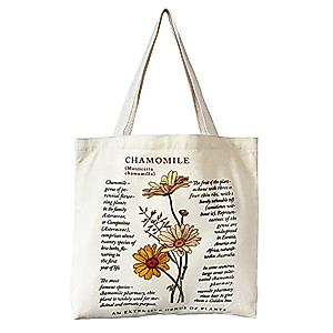 Keanoo Canvas Tote Bag, Aesthetic Tote Bag for Women School Shoulder Bag with Zipper Gift Bag for Teacher's Day