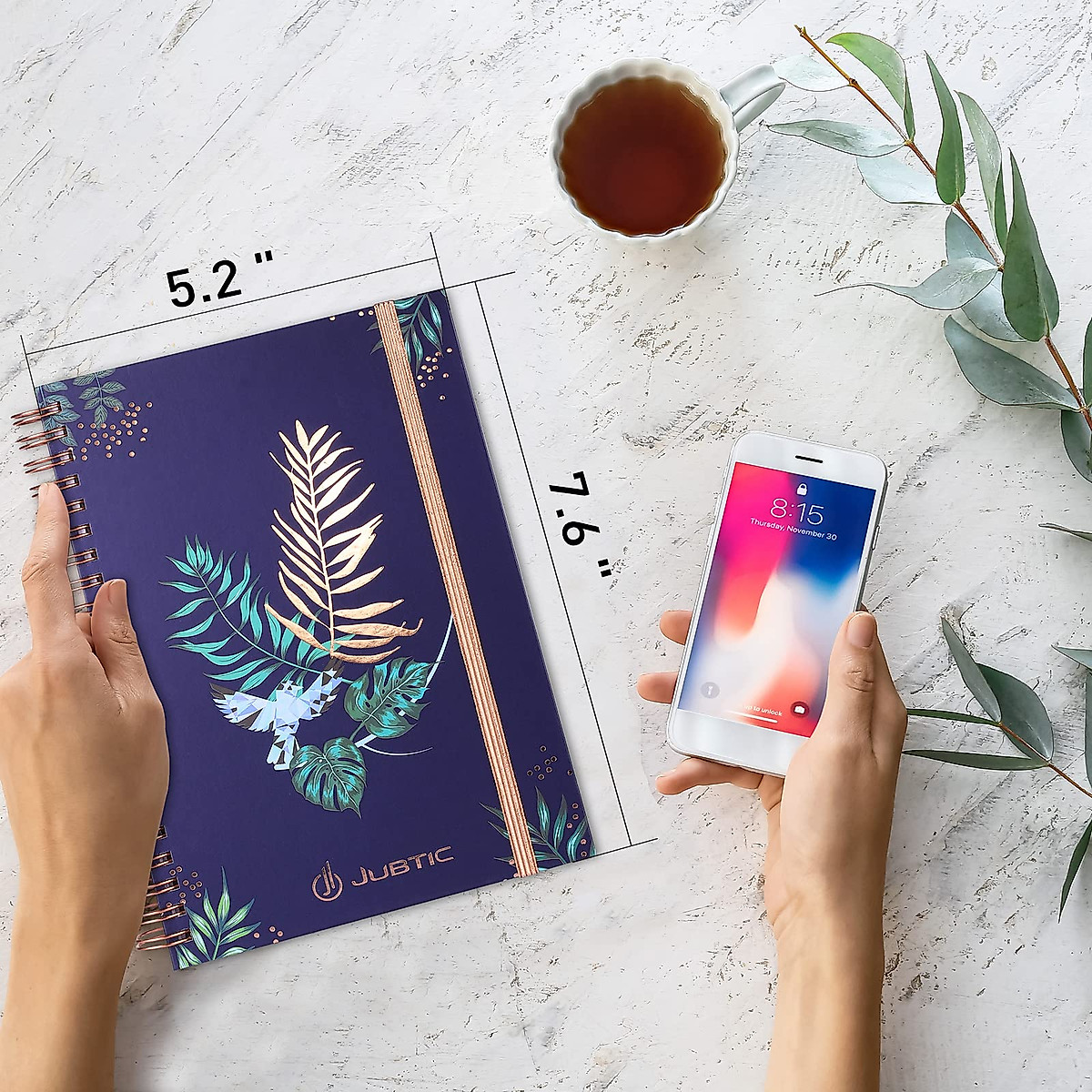 JUBTIC Password Book with Alphabetical Tabs Spiral Bound - 5.2" x 7.6" Hardcover Password Keeper Logbook for Seniors Password Notebook- Organize Internet Website Address Login - Deluxe Blue