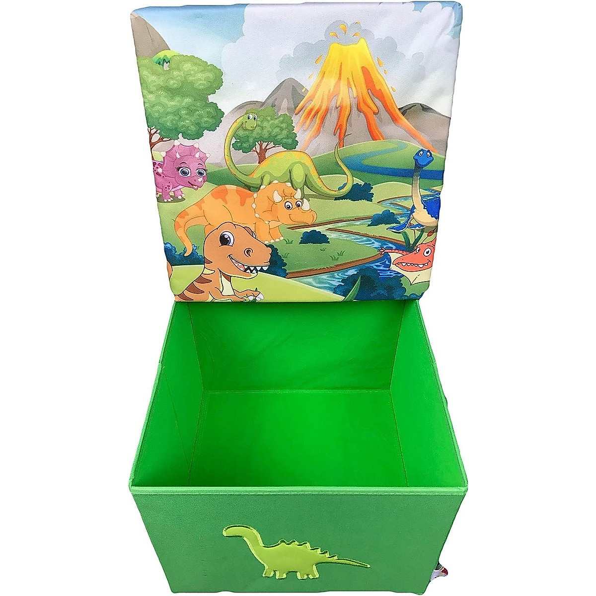 Toy Chest for Boys, Storage Bins for Toys, Toy Box for Boys, Kids Toy Storage Bins, Sturdy & Foldable, Removable Divider, Dinosaur Storage Containers for Playroom, Bedroom, Home, Dinosaur Pattern