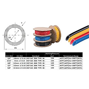 Mytee Products 5/8" OD x 50' Black SAE J844 Nylon Air Brake Tubing DOT Approved | Pneumatic Nylon Air Line Hose for Air Brake System