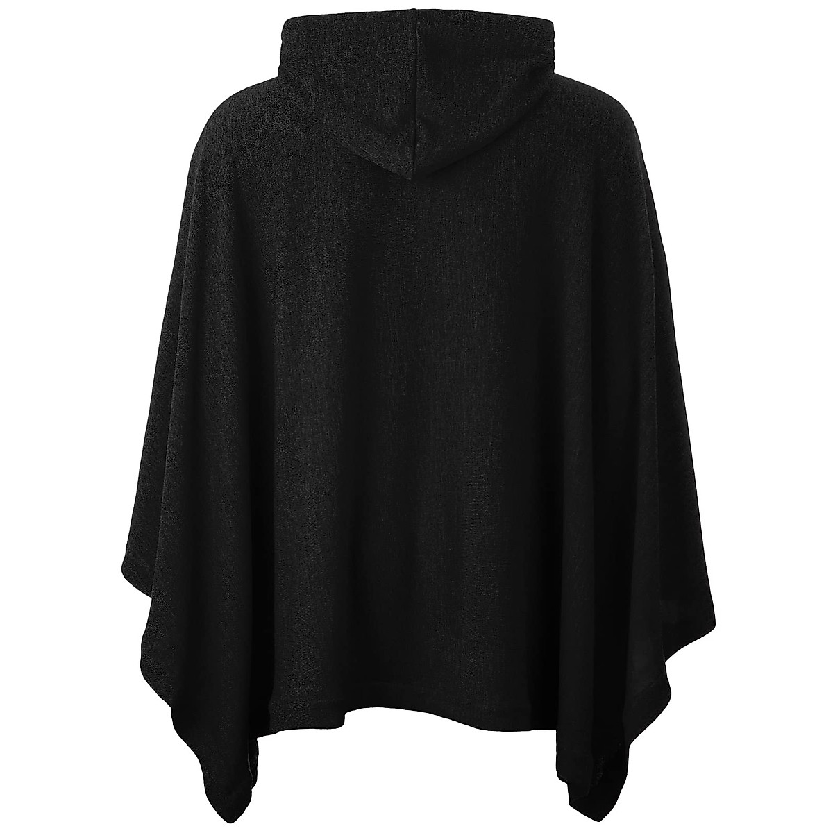 Ohoo Men's Hooded Poncho Cape Cloak Fashion Hoodie Pullover with Pockets / DCF702-BLACK-XL