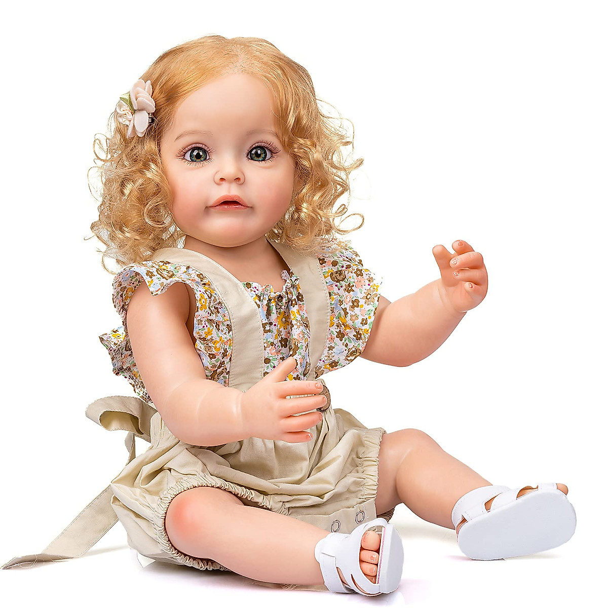TERABITHIA 22 Inch So Truly Full Body Silicone Vinyl Reborn Toddler Girl Doll Look Real Newborn Princess Baby Dolls Detailed Painting Waterproof Toy for Girls Anatomically Correct