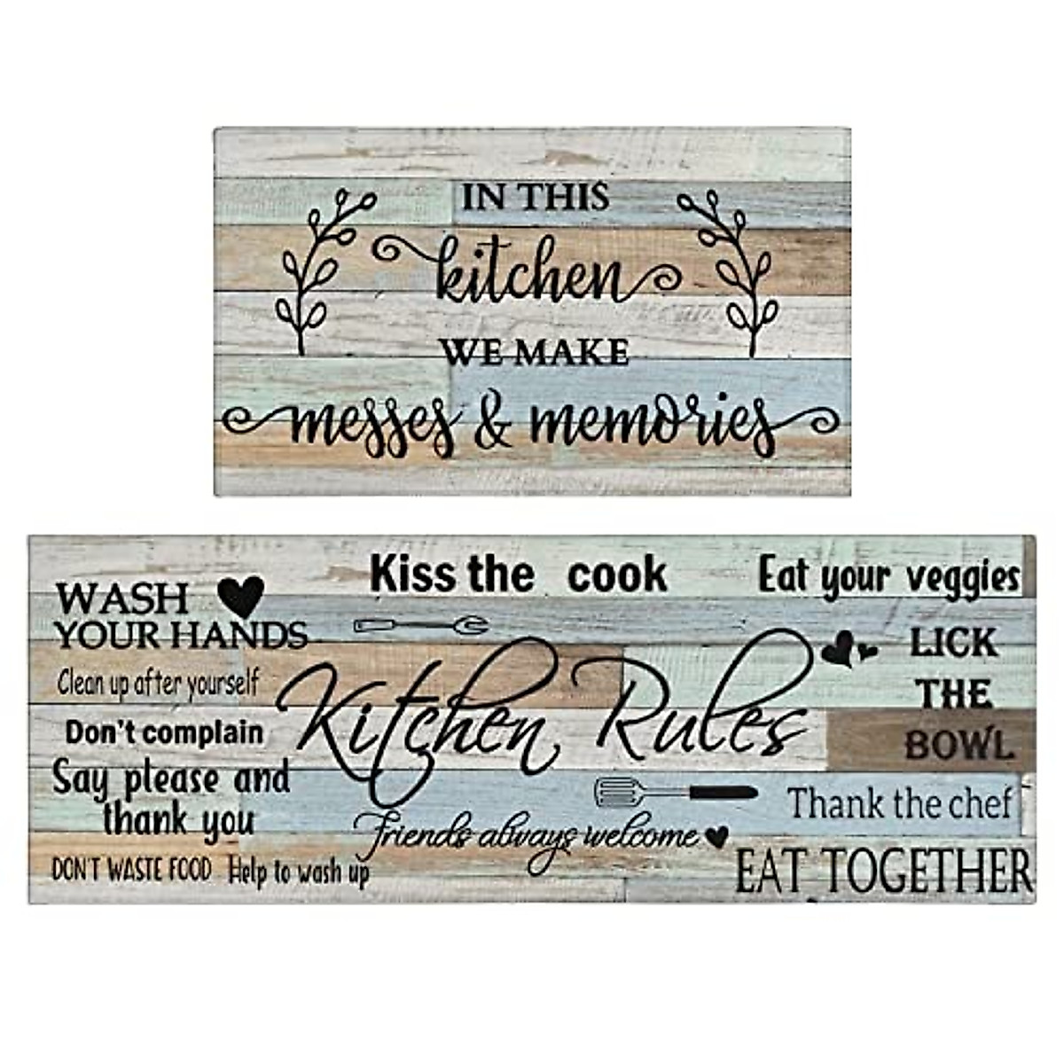 Znutrce Farmhouse Kitchen Mats for Floor Set of 2, Mats for Kitchen Floor, Comfort Standing Kitchen Rugs and Mat, Non-Slip Washable Rug, 17'' X 47'' + 17'' X 30''