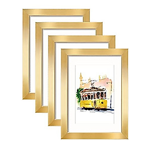 Annecy 5x7 Picture Frames (4 Pack, Gold), Simple Designed Photo Frame, For Pictures 5x7 for Wall or Table Display, Classic Simple Home Office Decor