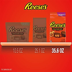 REESE'S Miniatures Milk Chocolate and Peanut Butter Bite Size, Gluten Free, Individually Wrapped Cups Candy Bulk Party Pack, 35.6 oz