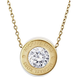 Michael Kors Stainless Steel and Pavé Crystal Pendant Necklace for Women, Color: Gold (Model: MKJ5340710)