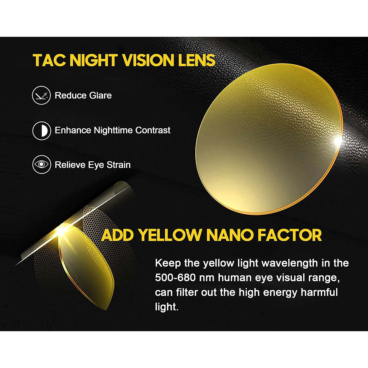 TJUTR Women's Night-Vision Glasses for Driving, Polarized Yellow Lens Reduce Glare Safety Nighttime UV Protection